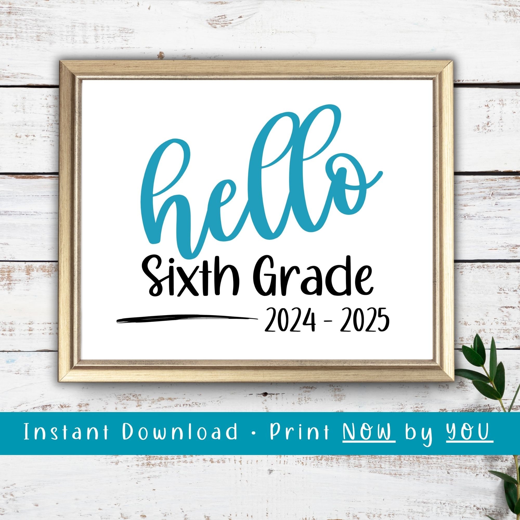 Hello Sixth Grade First Day of School Sign |first Day of 6th Grade Sign ...