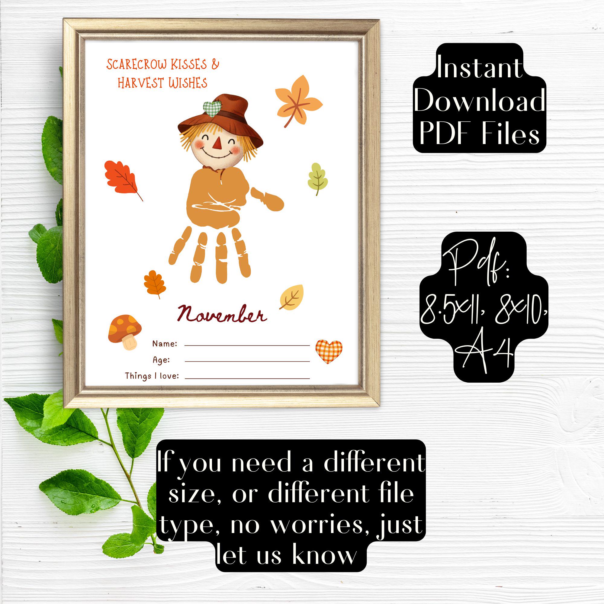 Scarecrow Handprint Art Craft, Harvest Kisses Fall Preschool Craft ...