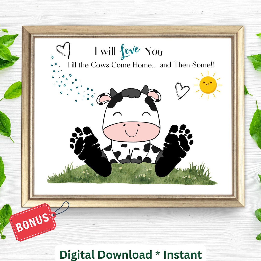 Animal Handprint Craft DIY Grandparents Day Gift| Cow Footprint Sign ...