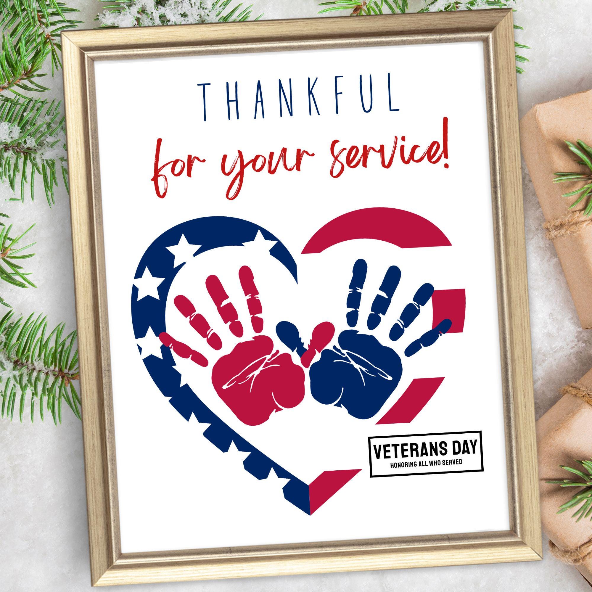 Veterans Day Handprint Art Craft| DIY Card Patriotic Sign Poem Keepsake ...