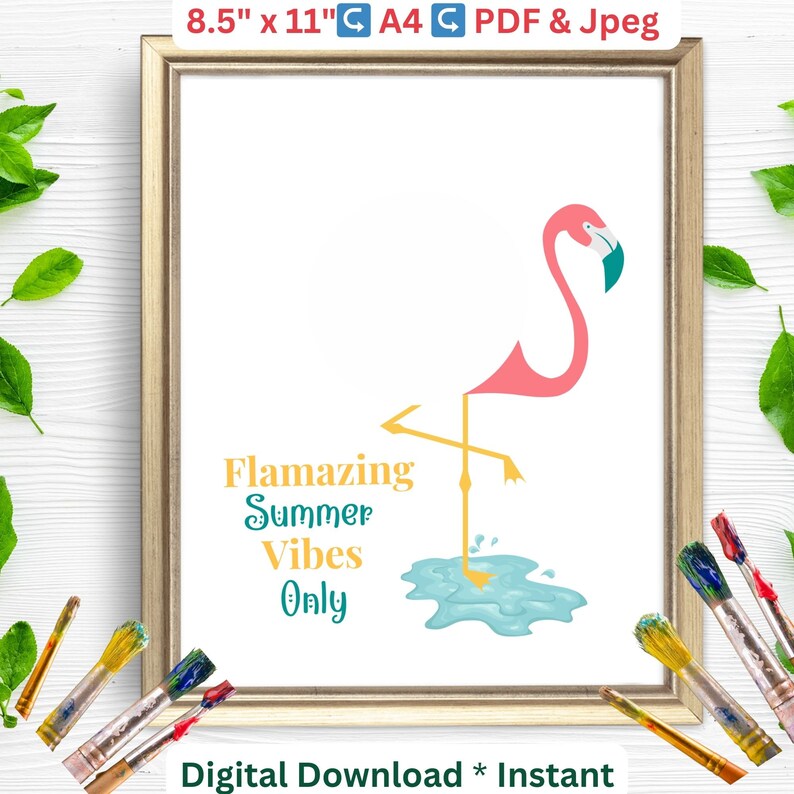 Summer Handprint Craft Pink Flamingo Handprint Art Printable Sign Kids ...