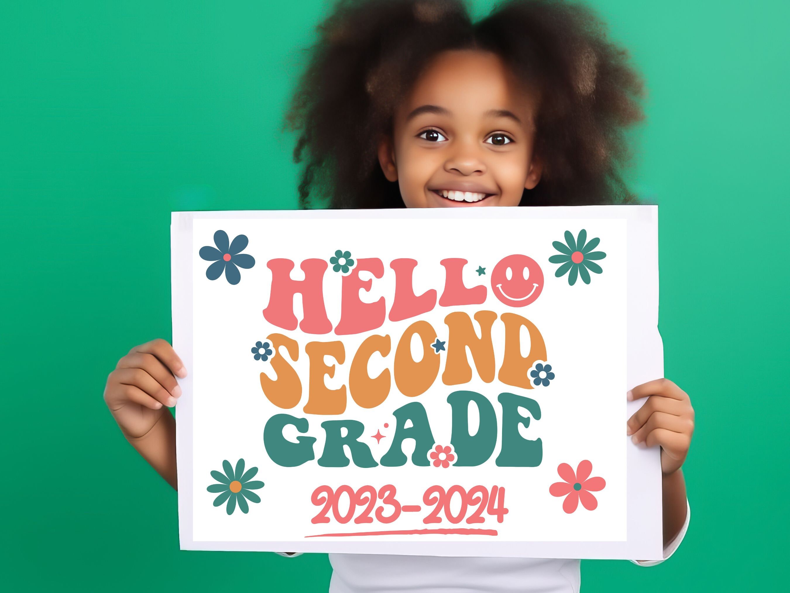 Hello SECOND Grade Groovy Sign Printable RETRO First Day of - Etsy