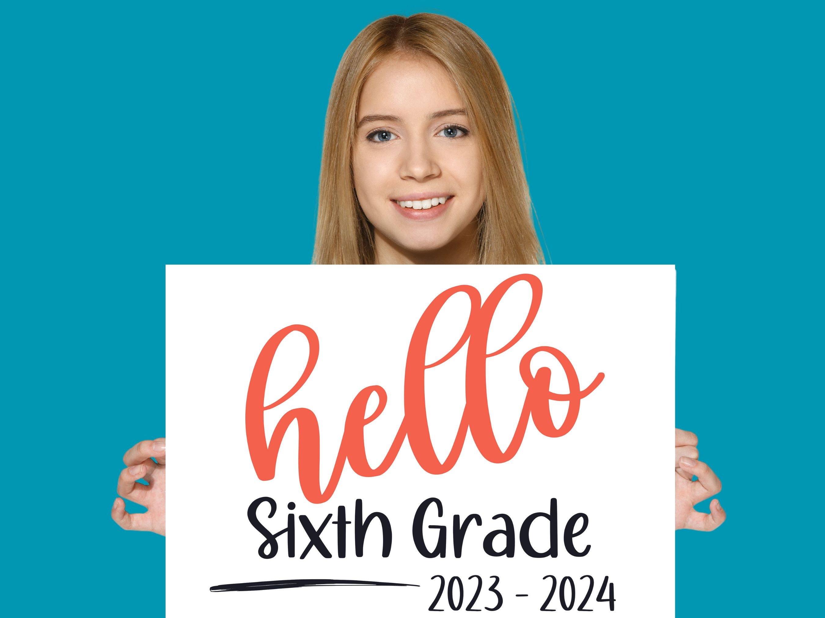 Hello Sixth Grade 2023-2024 first Day of 6th Grade Sign Printable My ...