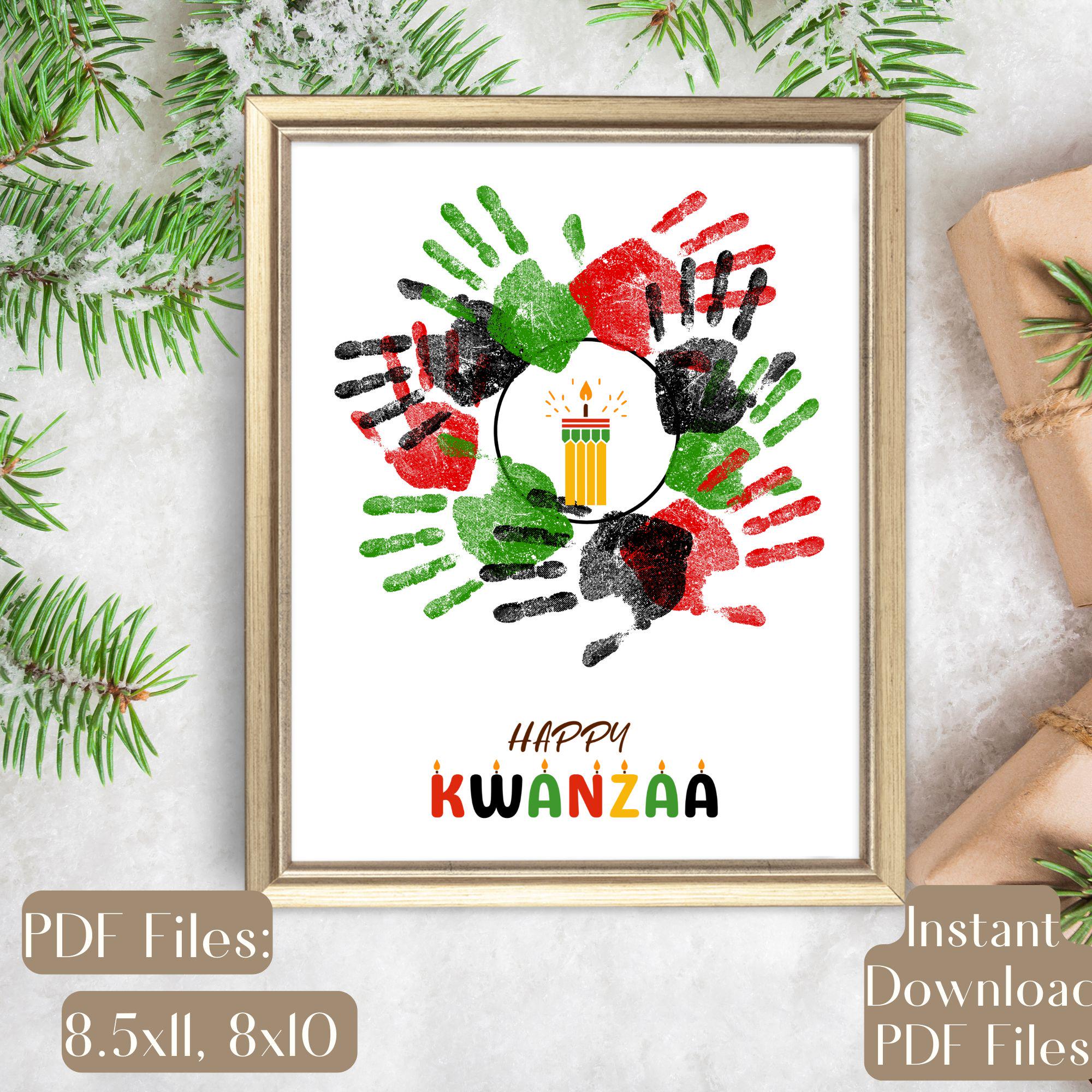 Winter Handprint Art Craft| Holiday Handprint Kwanzaa Kinara ...