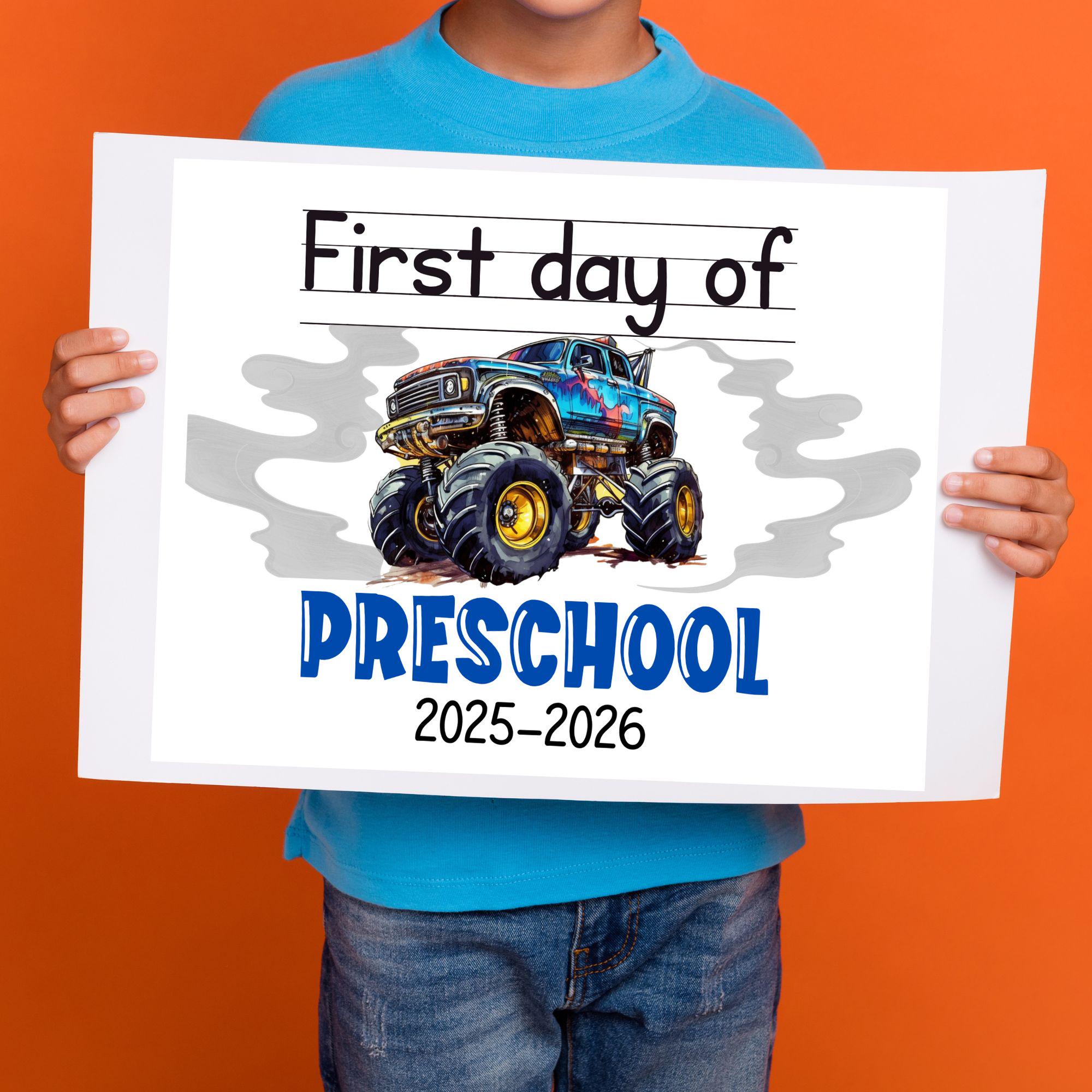First Day of PRESCHOOL Sign Printable| First Day of School Printable ...
