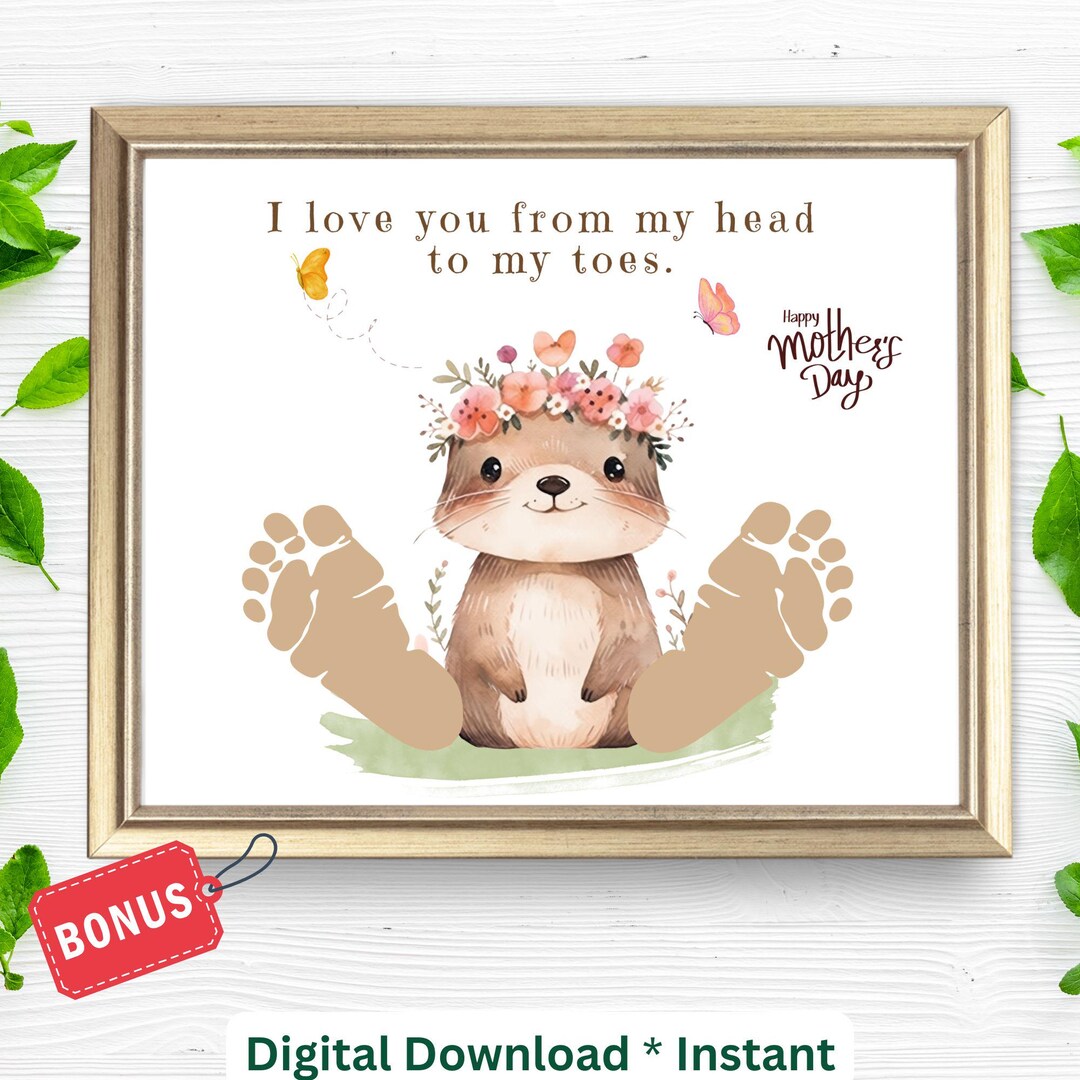 Mother's Day Footprint Craft Printable, Woodland Animal Baby Footprint ...