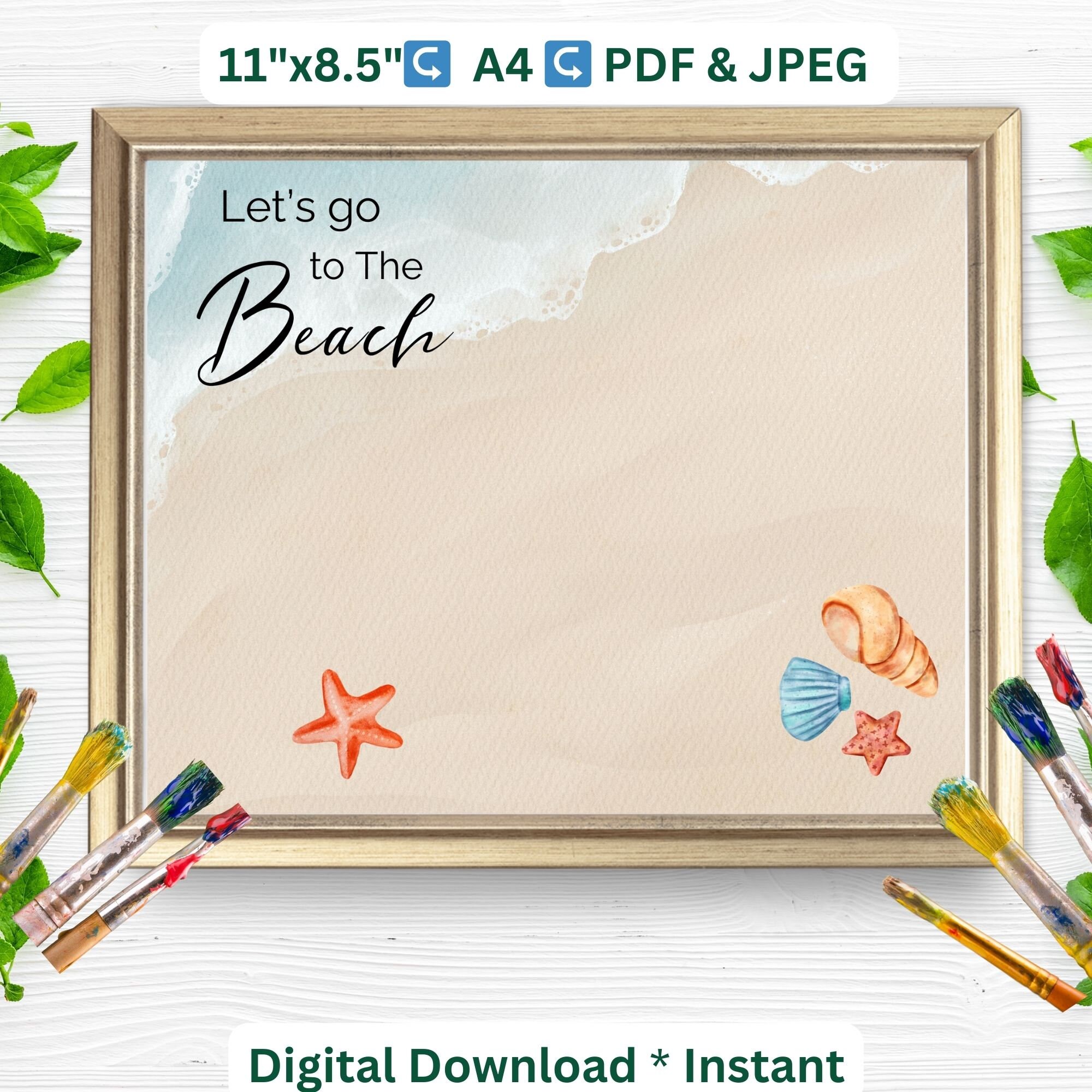 Summer Beach Footprint Craft| Toes in the Sand Art Printable Sign| Kids ...