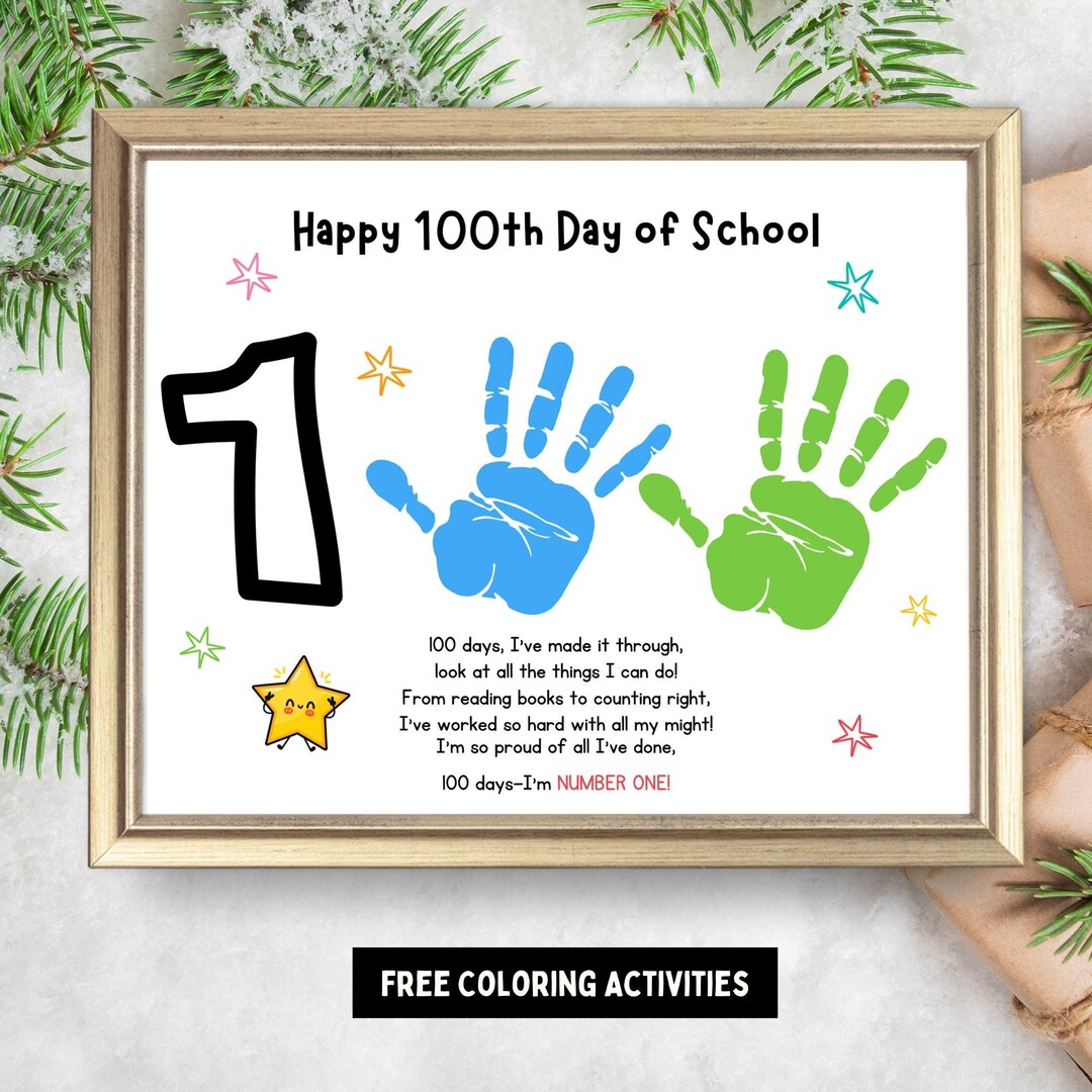 100th Day of School Handprint Poem Craft| Happy 100 Days of Preschool ...