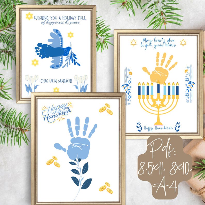 Hanukkah Handprint Art Craft, Holiday Handprint Bundle, Winter ...