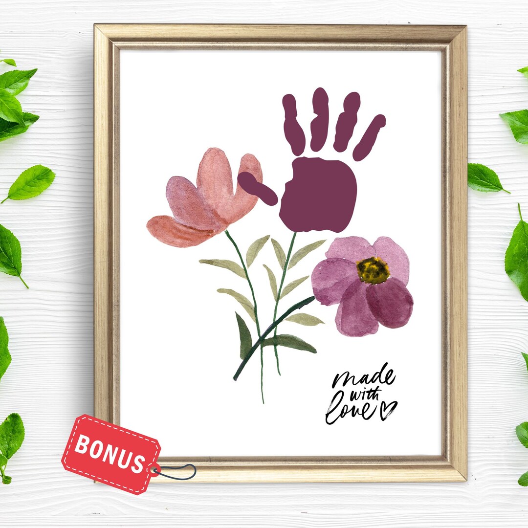 Mother's Day Flower Handprint Craft| Floral Bouquet Footprint Sign ...