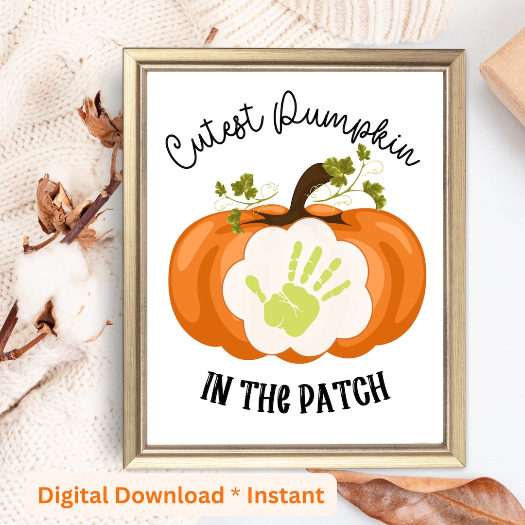 Fall Handprint Art| Pumpkin Halloween Handprint Printable Footprint Art ...