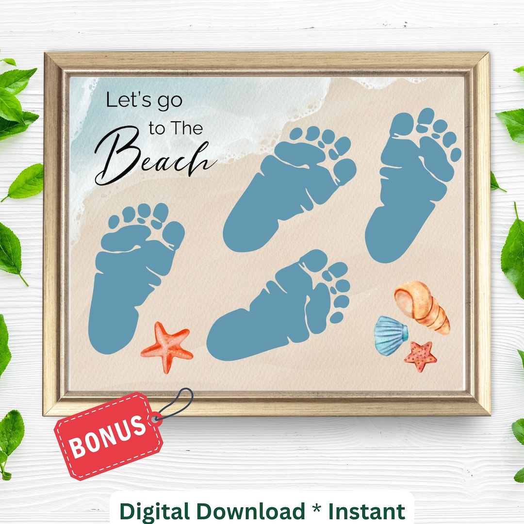 Summer Beach Footprint Craft| Toes in the Sand Art Printable Sign| Kids ...