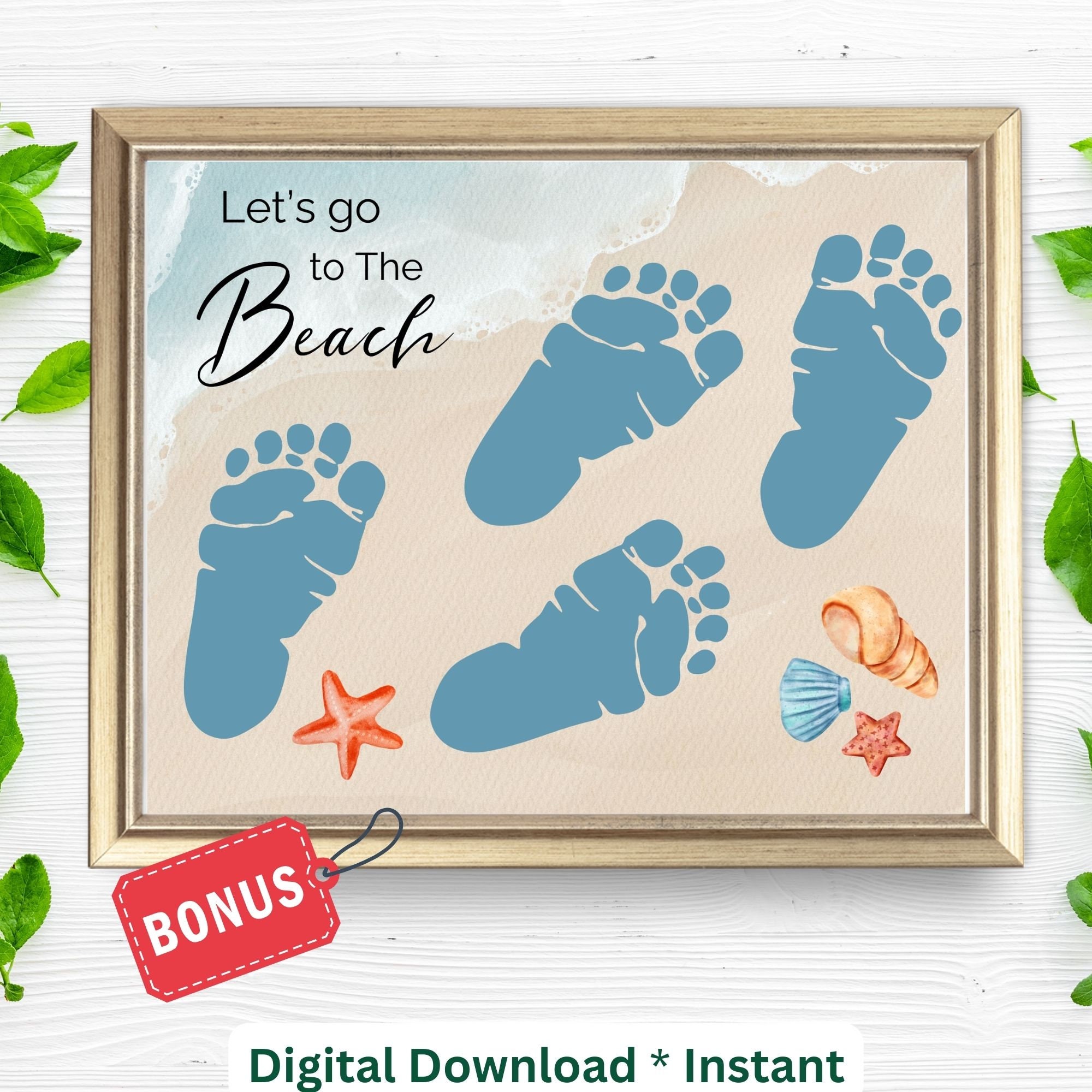 Summer Beach Footprint Craft| Toes in the Sand Art Printable Sign| Kids ...