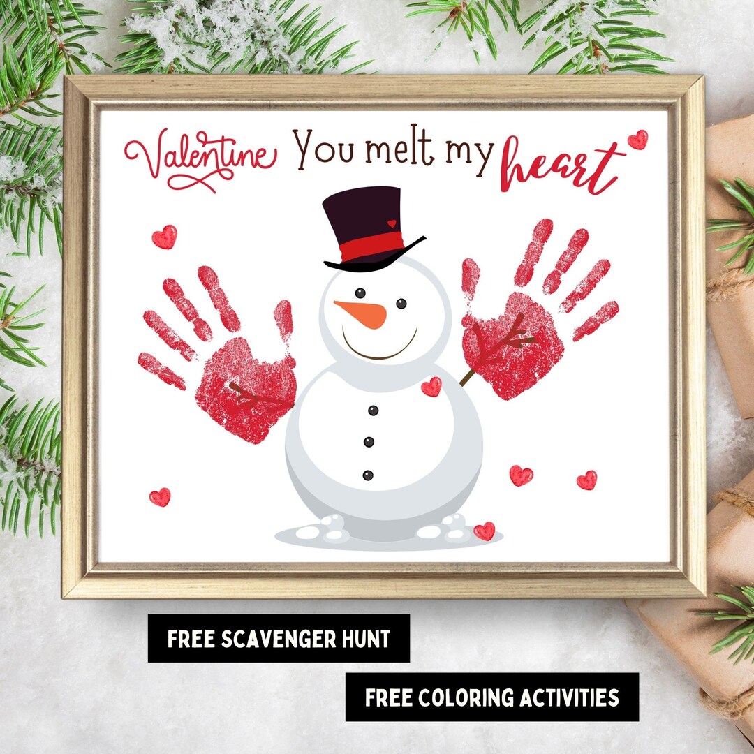 Valentines Day Handprint Craft| Snowman Love You Handprint Art| Holiday ...