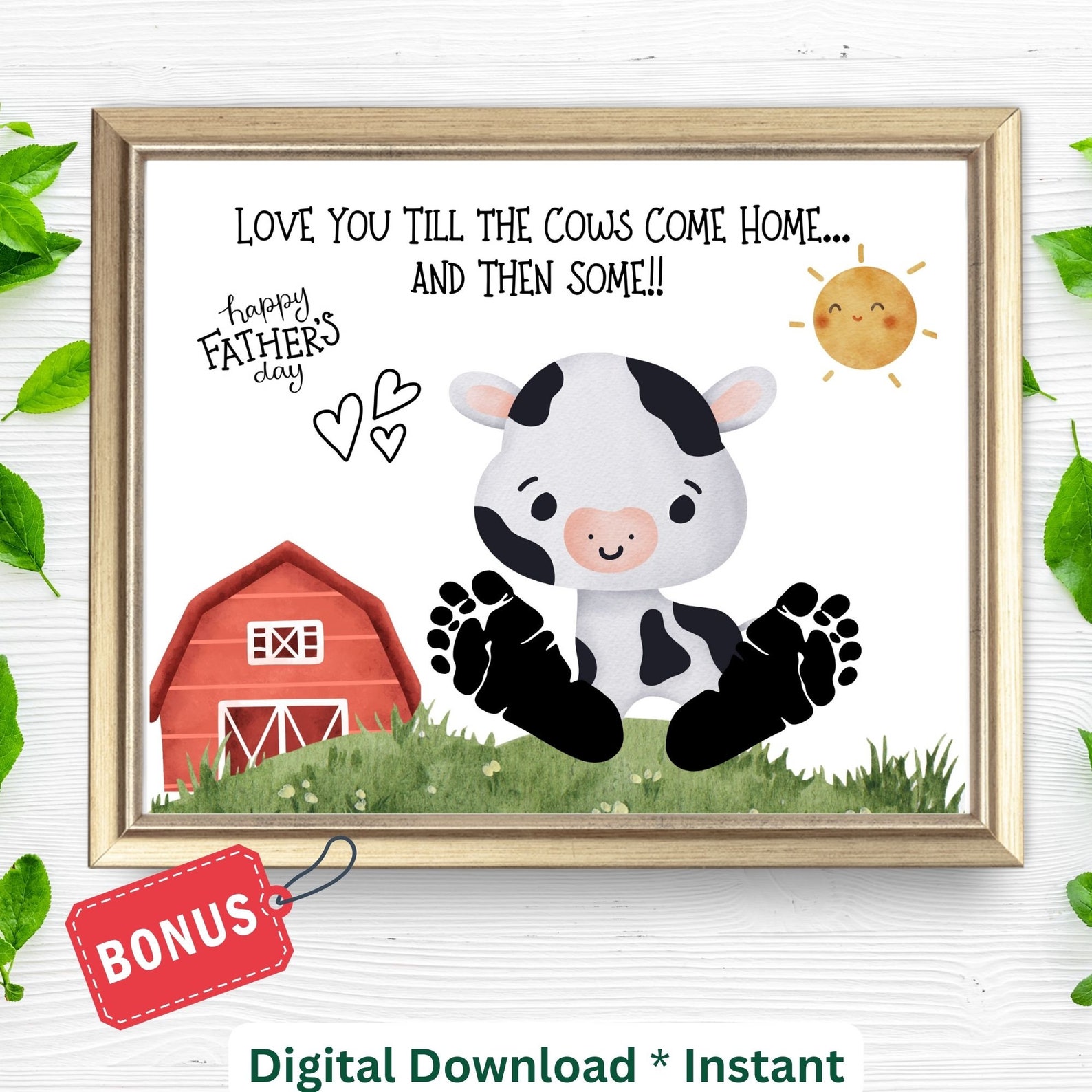 Father's Day Footprint Craft| Cow Handprint Sign for Kids Preschool ...