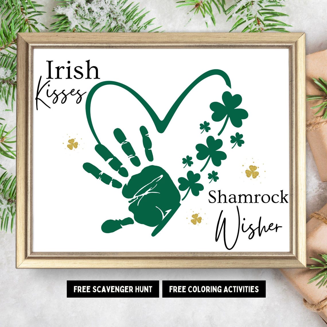 St Patricks Day Handprint Craft Irish Kisses Baby Footprint Art Prek ...
