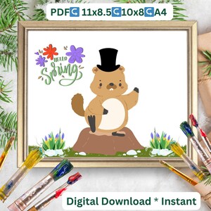 Groundhog Day Handprint Craft Printable, Winter Footprint Art Kids ...