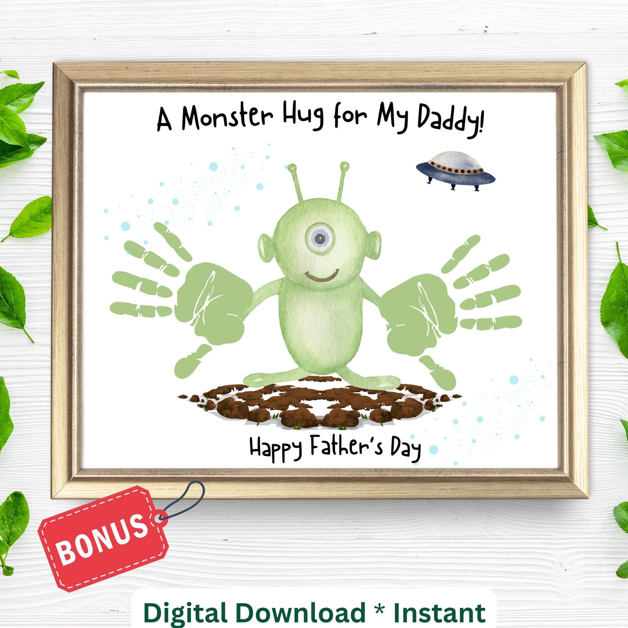 Fathers Day Footprint Craft| Monster Hug for My Daddy Handprint Sign ...