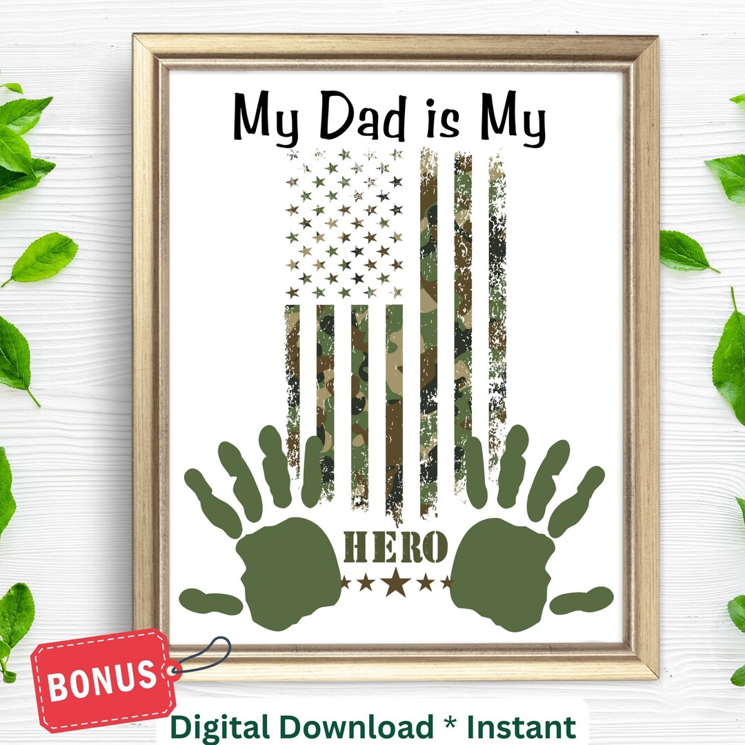 Fathers Day Handprint Craft| Army Dad Footprint Sign for Kids Preschool ...