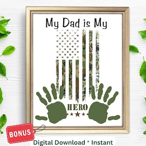 Fathers Day Handprint Craft| Army Dad Footprint Sign for Kids Preschool ...
