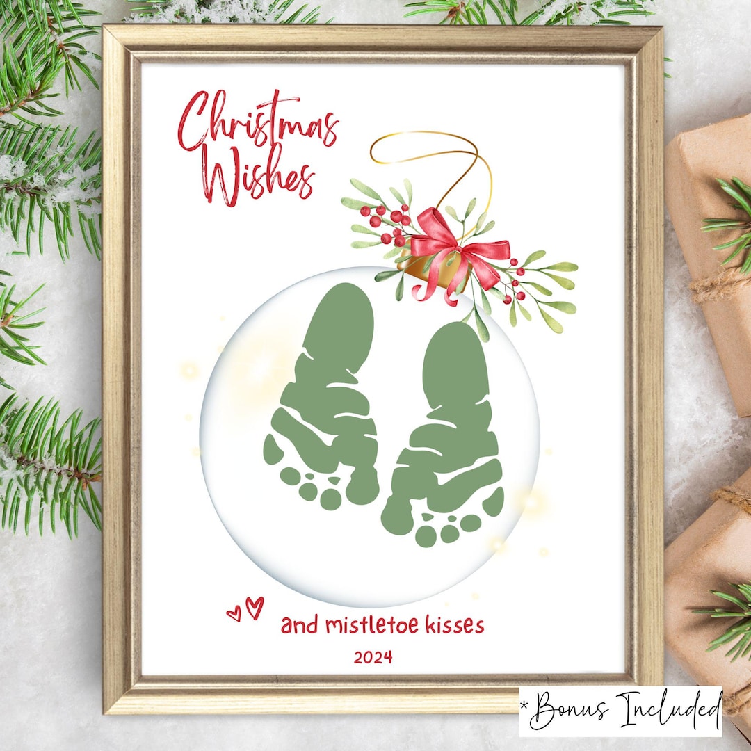 Mistletoe Footprint Craft| Christmas Mistletoes Ornament Winter ...