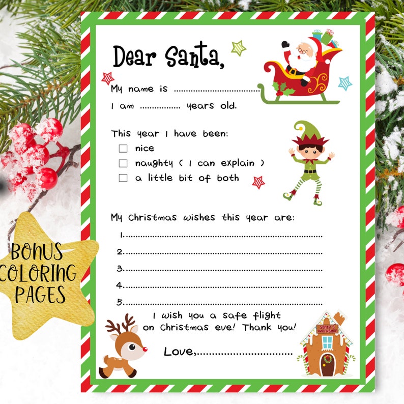 Letter to Santa Printable| Easy to Print Letter to Santa| Dear Santa ...