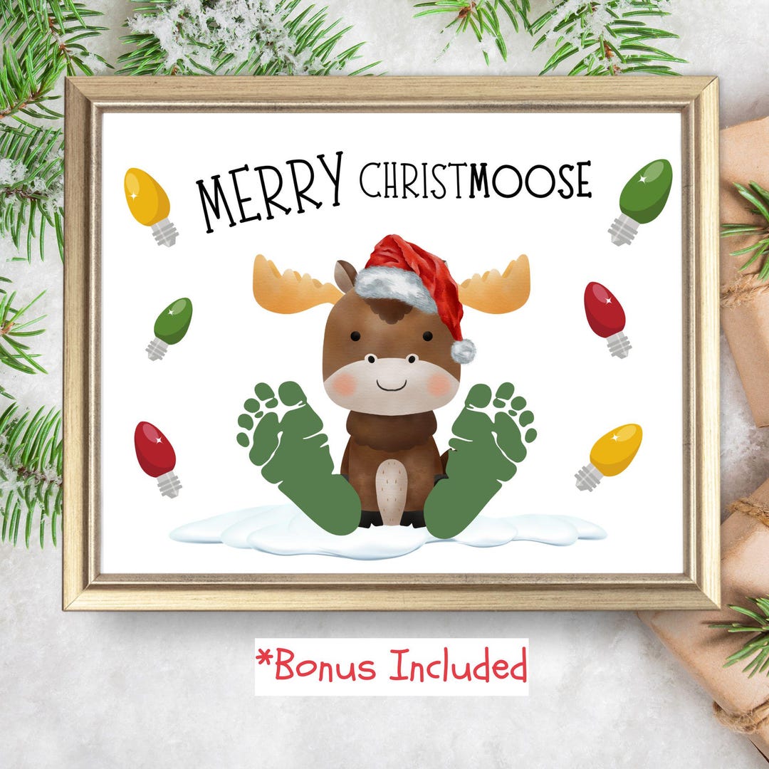 Christmas Footprint Art Craft| Merry Christmoose Handprint Craft ...