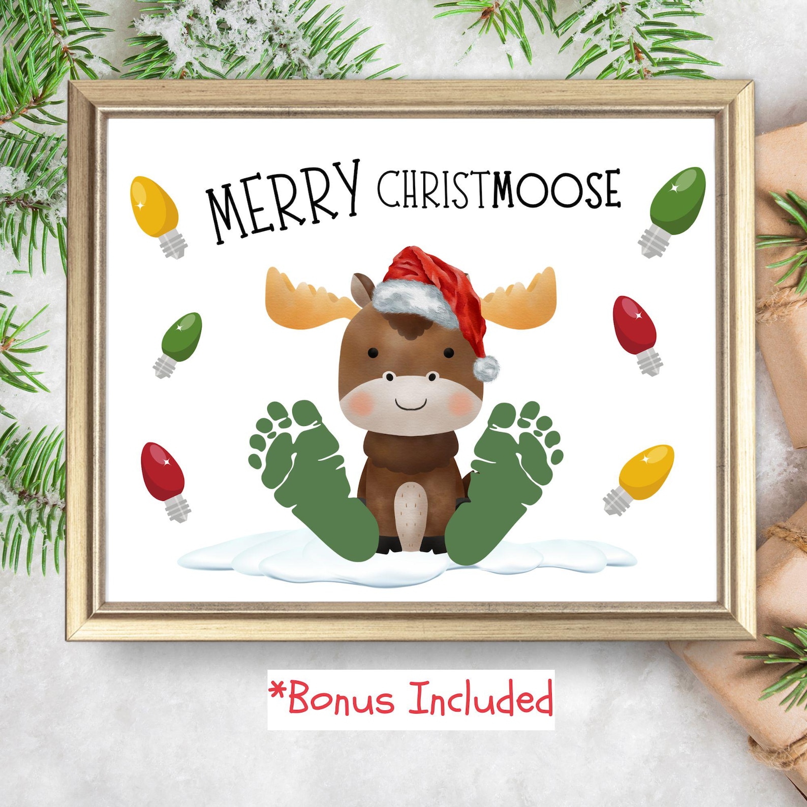 Christmas Footprint Art Craft, Merry Christmoose Handprint Craft ...