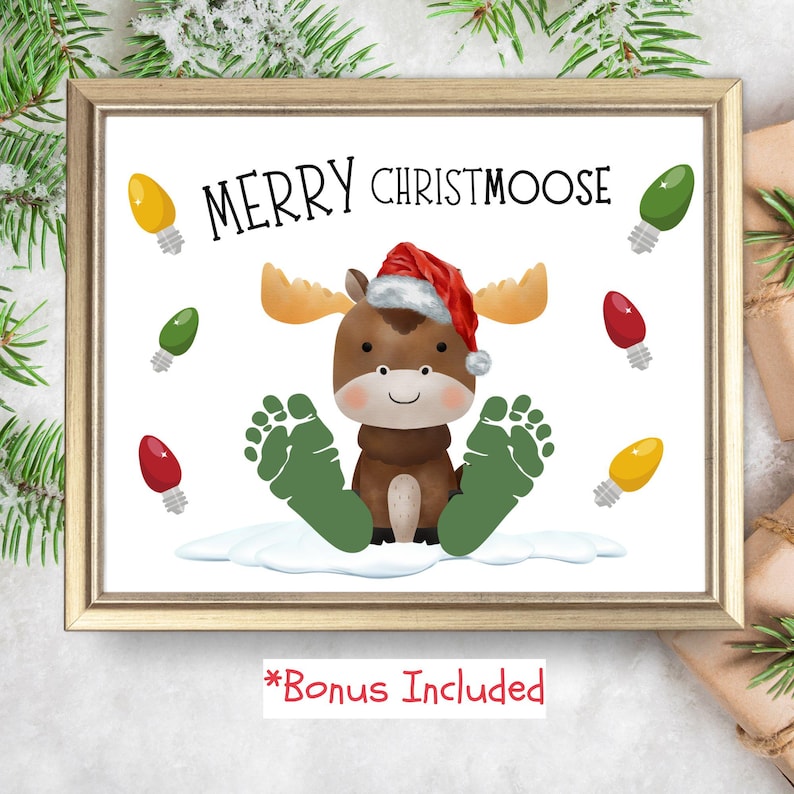 Christmas Footprint Art Craft| Merry Christmoose Handprint Craft ...