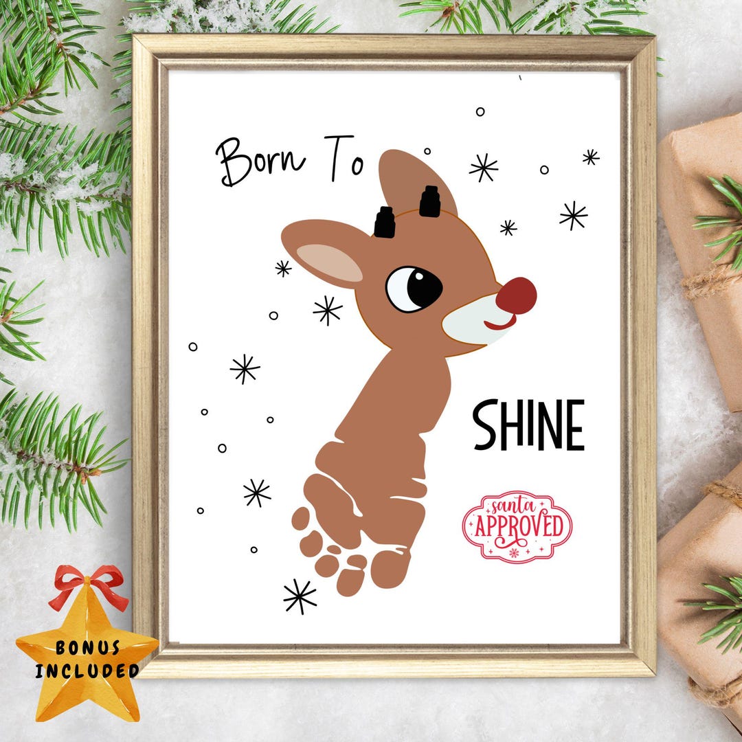 Reindeer Footprint Art Sunday School Christmas Winter Handprint Craft ...