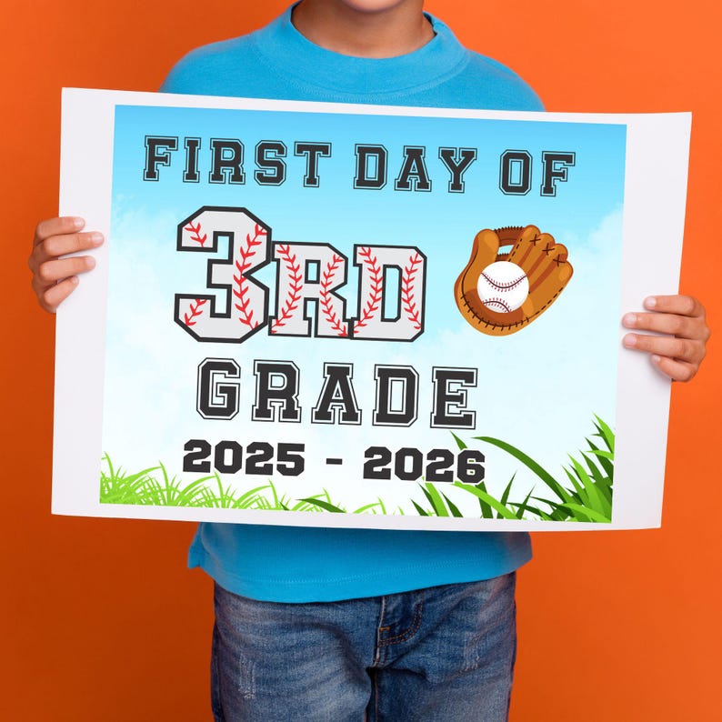 My First Day of School Sign Printable| First Day of 3rd Grade Baseball ...