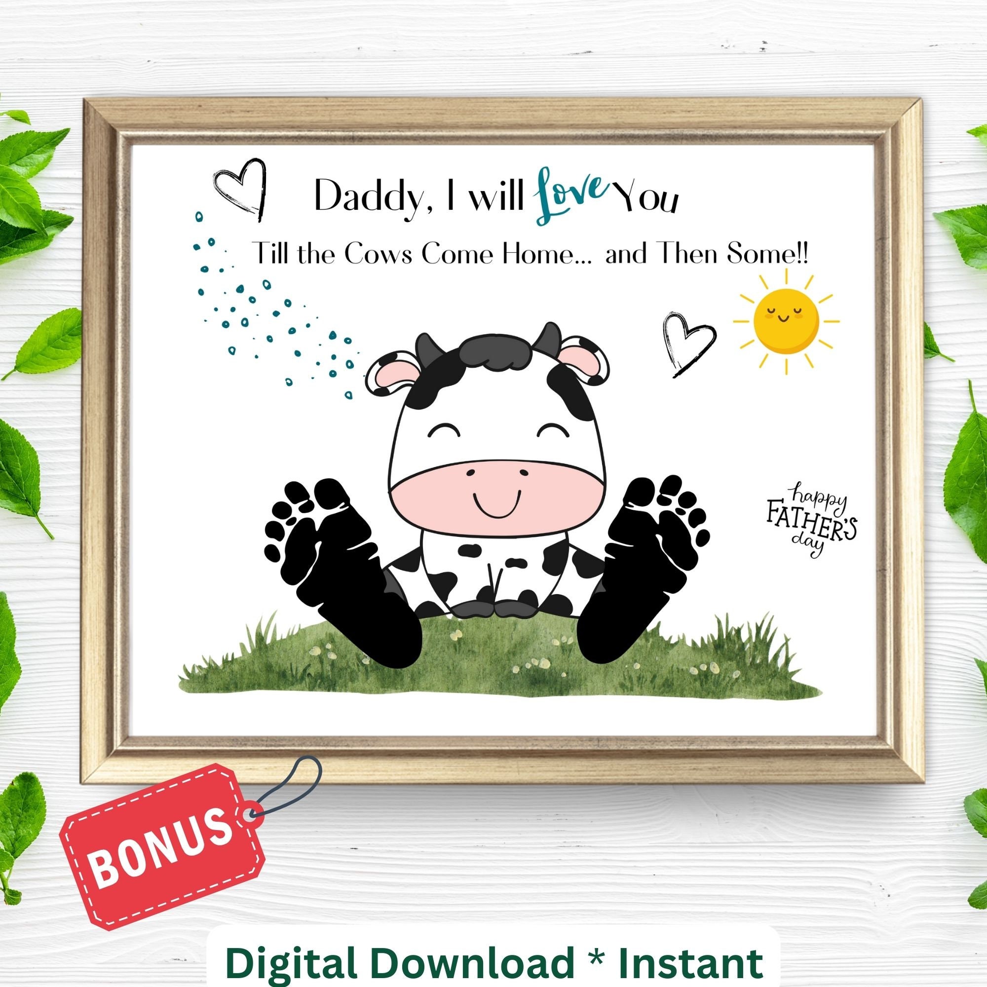 Fathers Day Footprint Craft| Cow Handprint Sign for Kids Preschool ...