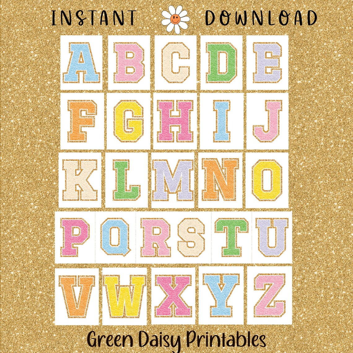 Glitter Letter Patches|pastel Retro Varsity Chenille Letters for ...