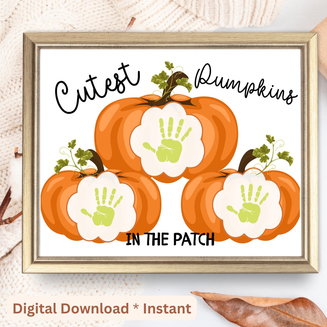 Fall Handprint Art| Pumpkin Halloween Handprint Printable Footprint Art ...