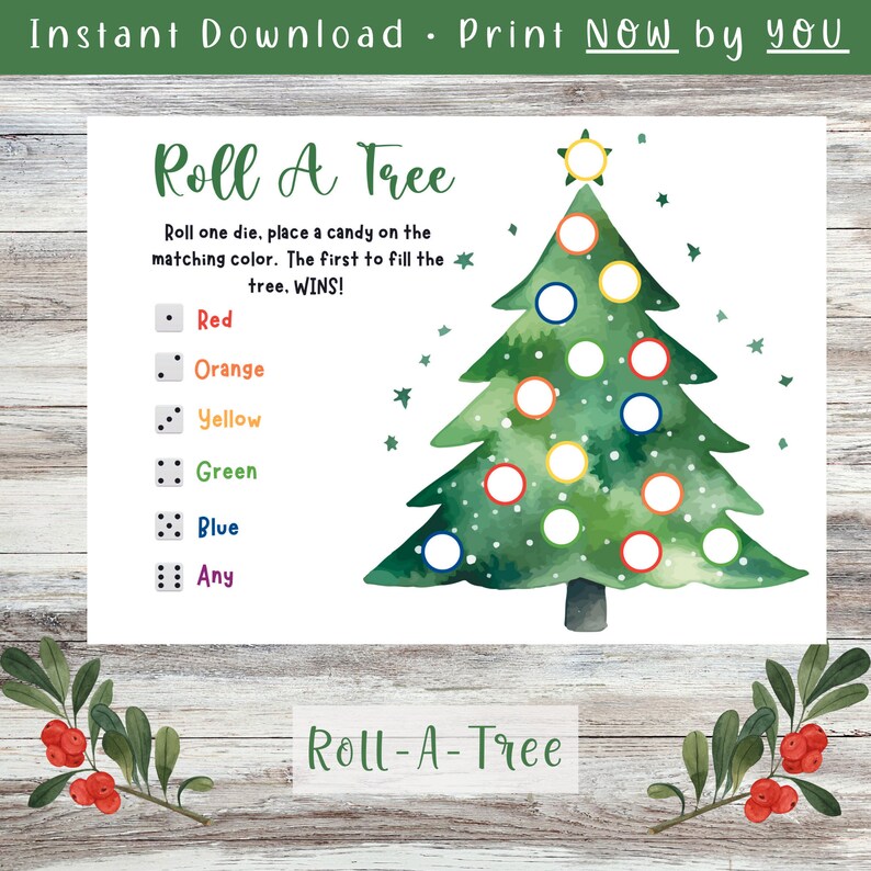 Roll a Tree Dice Game| Roll a Christmas Tree Game Printable for Kids ...