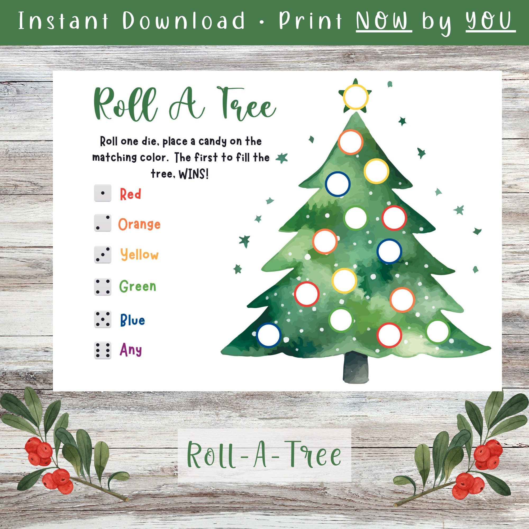 Roll a Tree Dice Game| Roll a Christmas Tree Game Printable for Kids ...