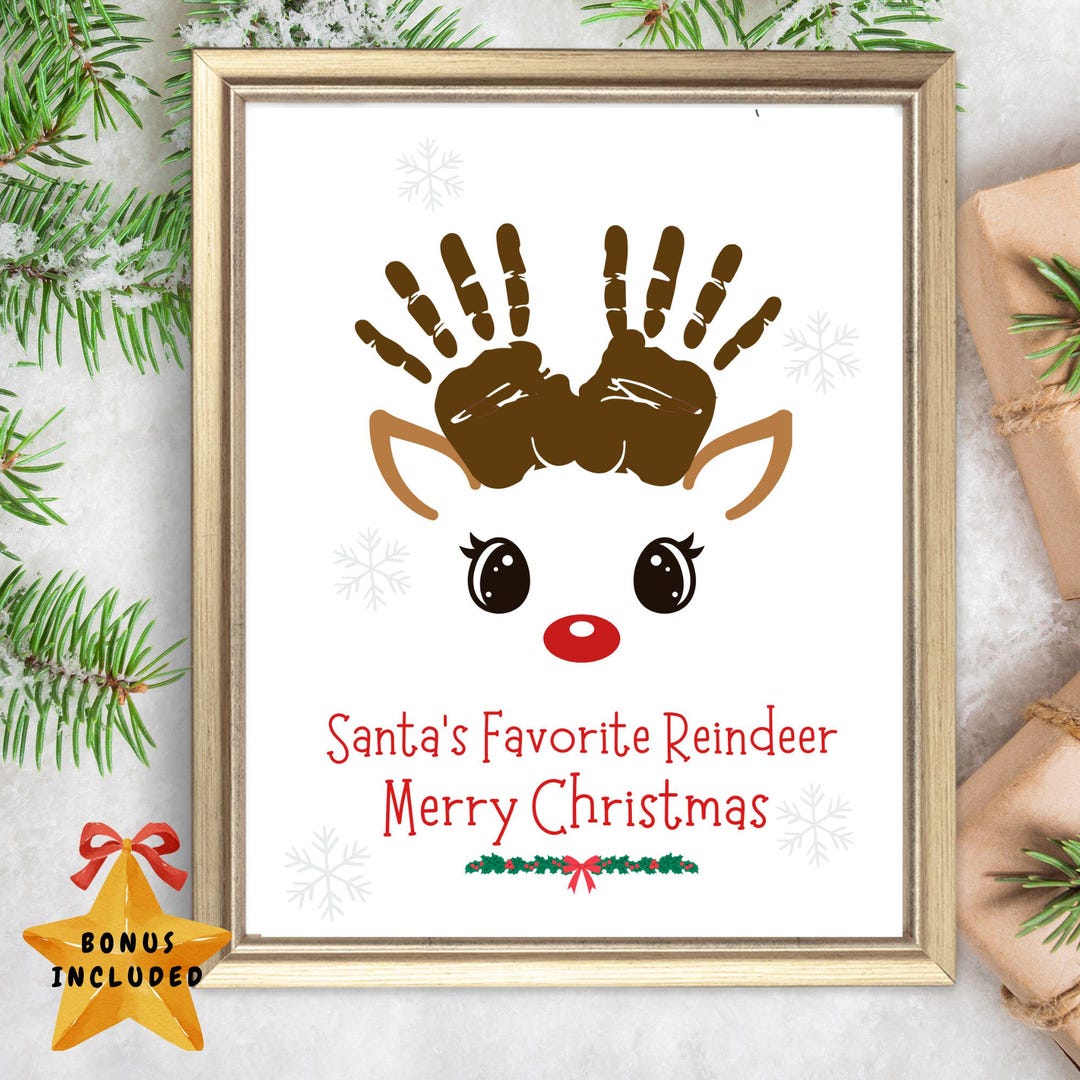 Christmas Handprint Art Craft| Winter Reindeer Footprint Craft for ...