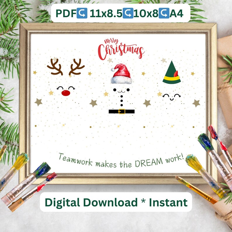 Christmas Santa Footprint Craft Elf Reindeer Handprint Grandparents ...