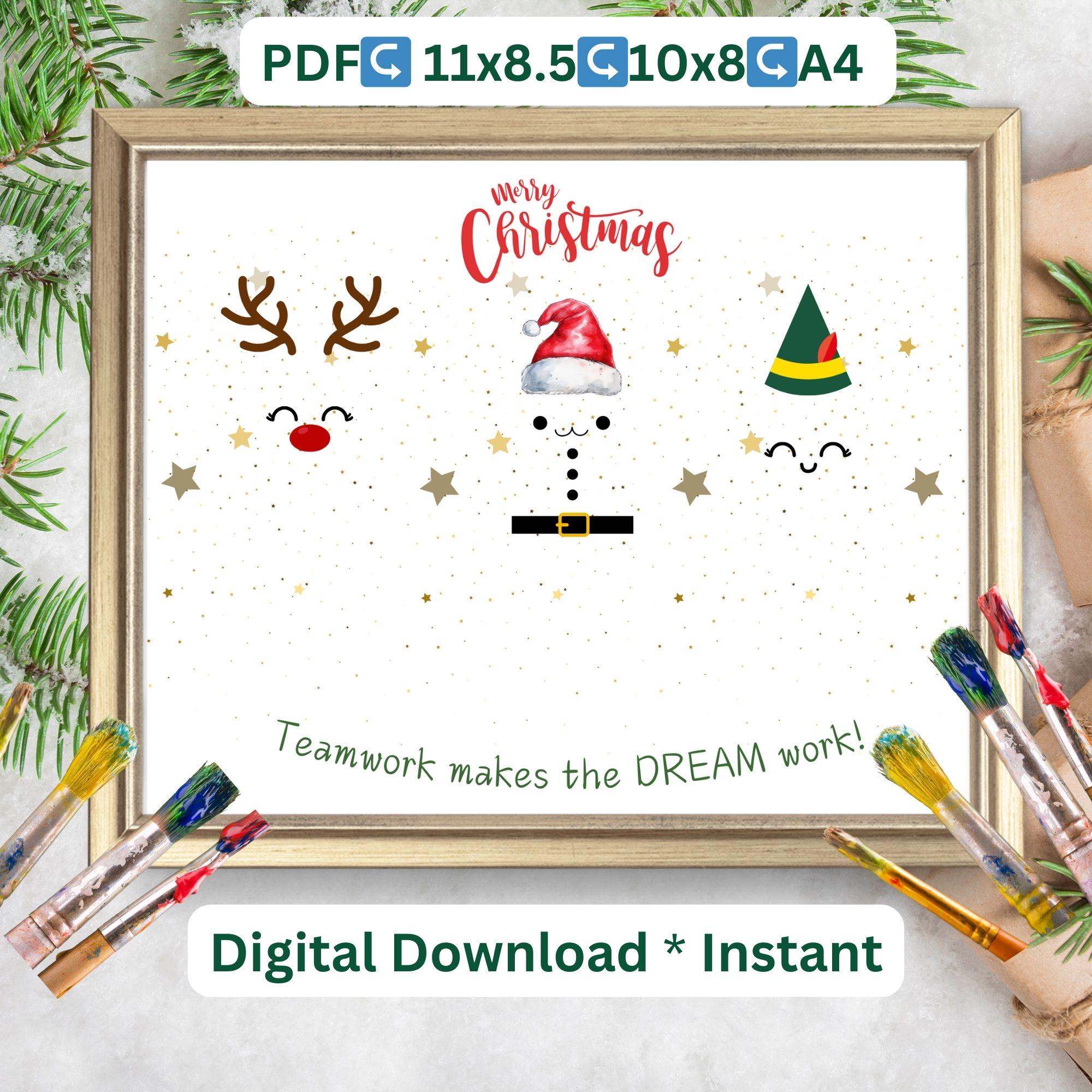 Christmas Santa Footprint Craft| Elf| Reindeer Handprint Grandparents ...