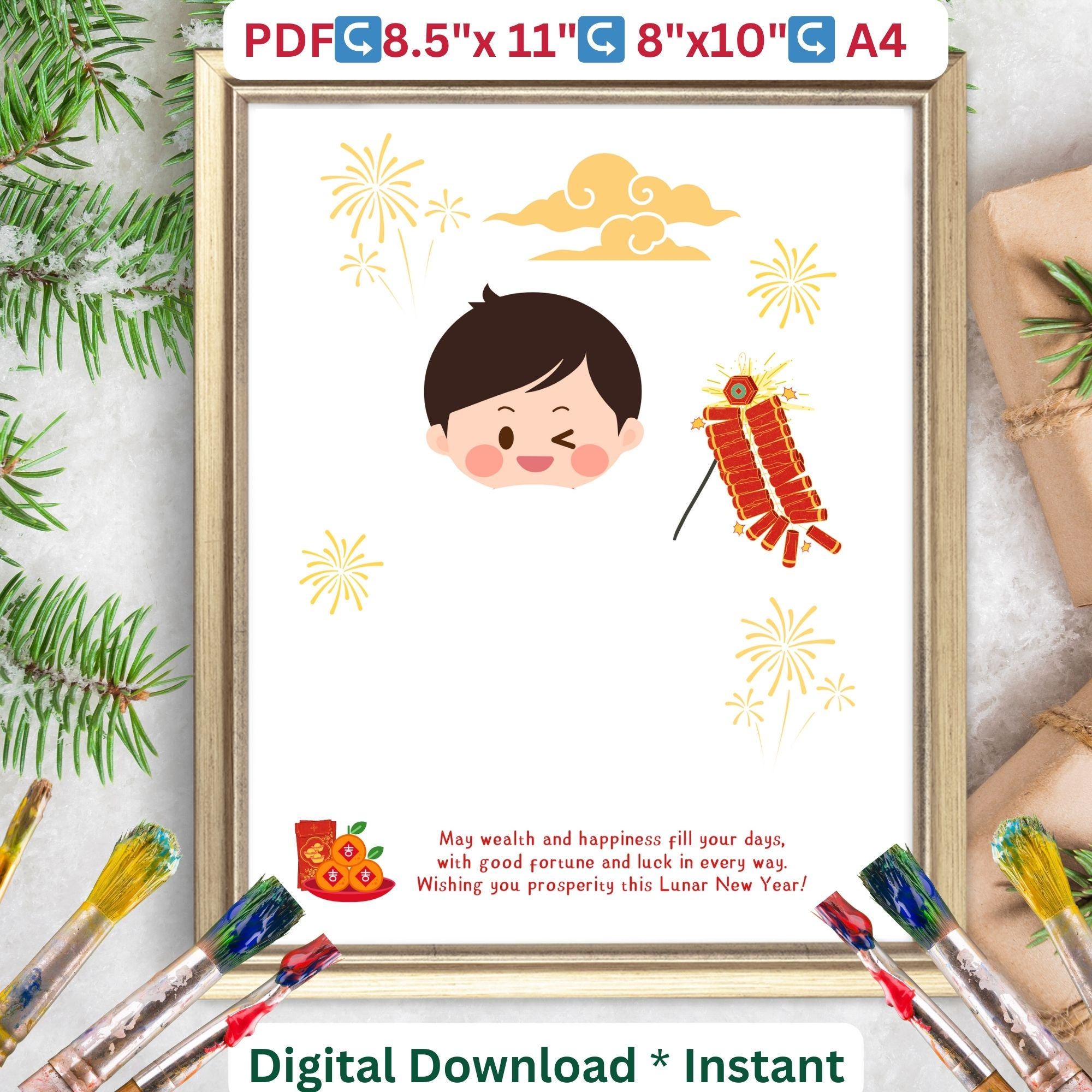Chinese New Year Handprint Craft, Lunar New Year Kids Activities, DIY ...