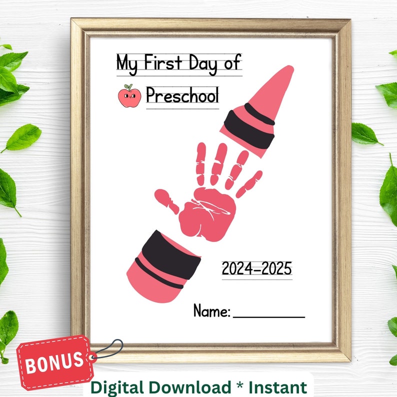 First Day of Preschool Handprint Craft First Day of School Printable ...