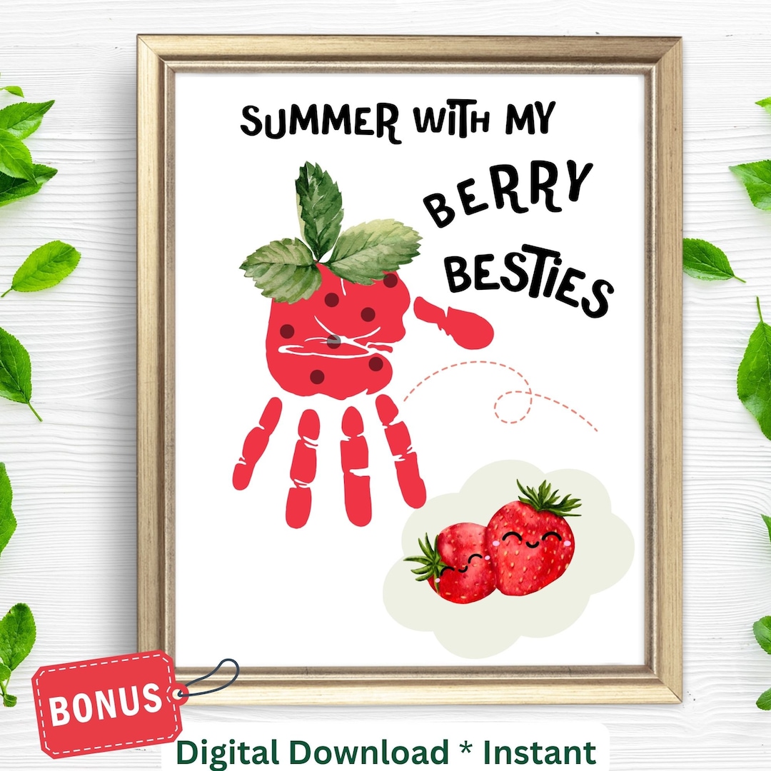 Summer Strawberry Handprint Craft| Handprint Printable Sign for Kids ...