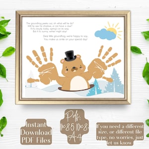Groundhog Day Handprint Art| Winter Footprint Craft| Scavenger Hunt ...
