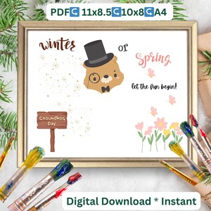 Groundhog Day Handprint Craft Printable, Winter Footprint Art Kids ...