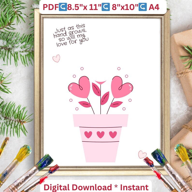 Valentines Day Handprint Flower Craft| Love Heart Handprint Card ...