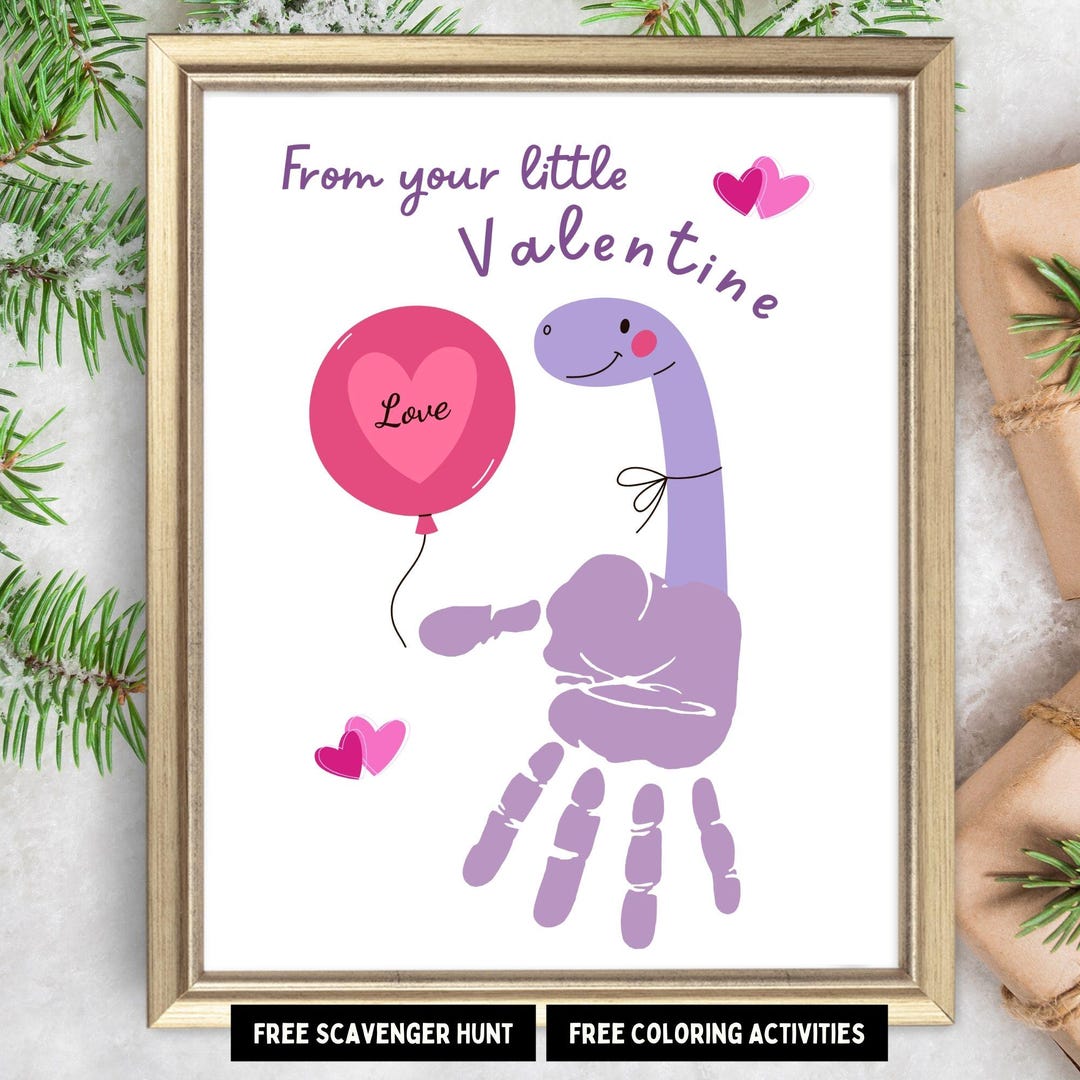 Dinosaur Handprint Craft| Love You Valentine Handprint Art Pre K ...