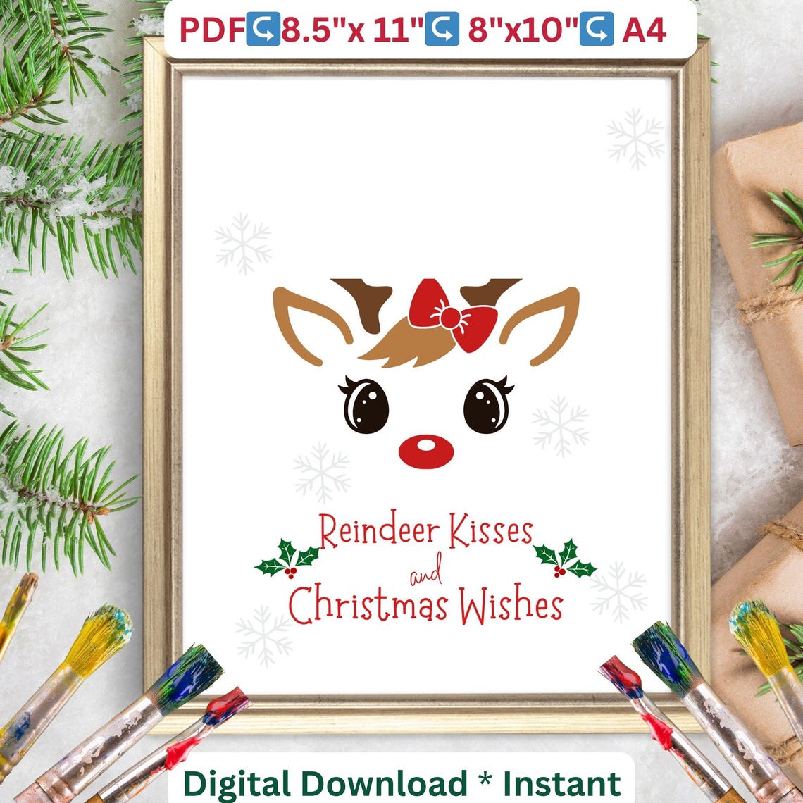 Christmas Handprint Art Craft, Winter Reindeer Footprint Craft for ...