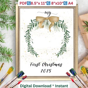 My First Christmas Handprint Footprint Art Craft, Baby's 1st Xmas Craft ...