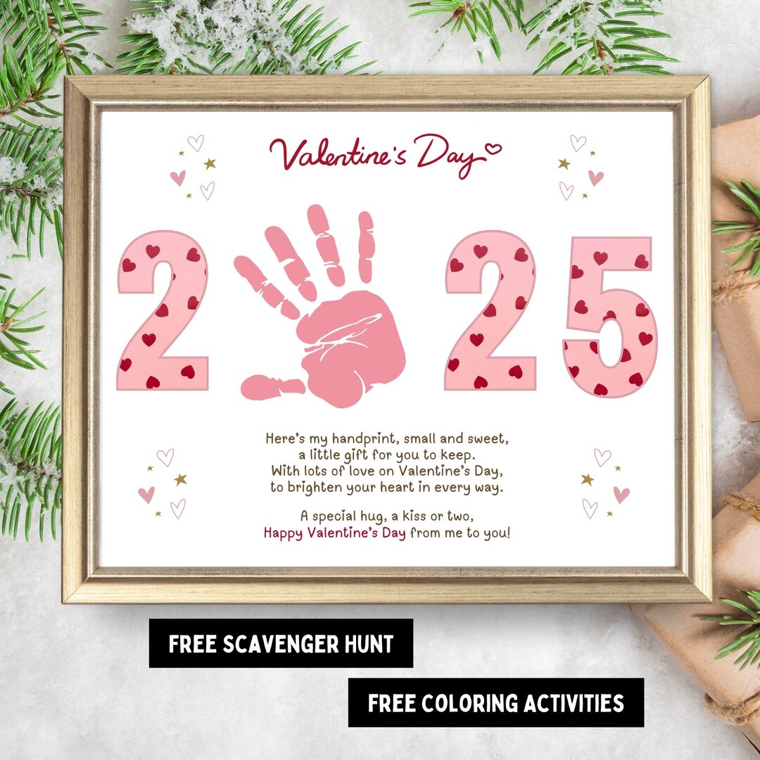 Valentines Day 2025 Handprint Craft Art| Winter Footprint Heart Poem ...