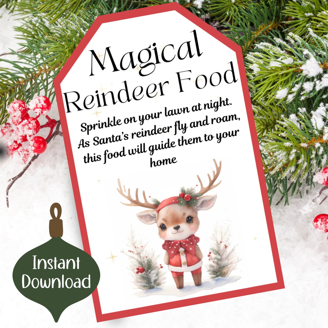 Magic Reindeer Food Tag: Christmas Eve Box Filler (PDF) - Etsy UK